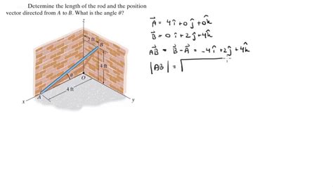 determine the length of the rod and the position vector directed from a to b what is the angle