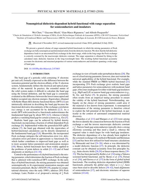 pdf nonempirical dielectric dependent hybrid functional with range separation for