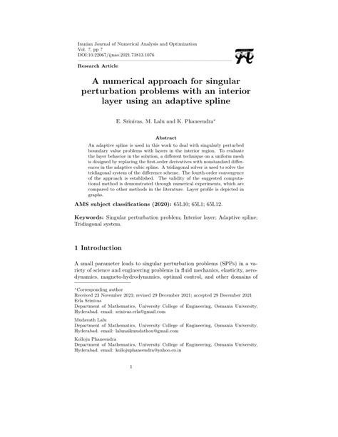 pdf a numerical approach for singular perturbation problems with an interior layer using an