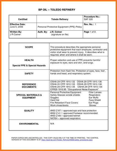 027 Standard Operating Procedure Template Word Free In Procedure Manual