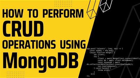 how to perform basic crud operations using mongodb youtube