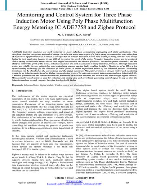 monitoring and control system for three phase induction motor