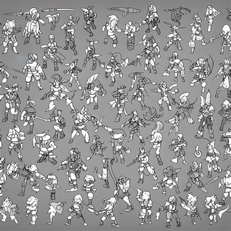 Rpg Fighter Sprite Sheet On A Black Background Stable Diffusion