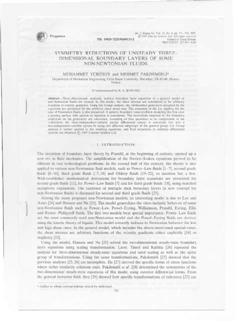 pdf symmetry reductions of unsteady three dimensional boundary layers of some non newtonian