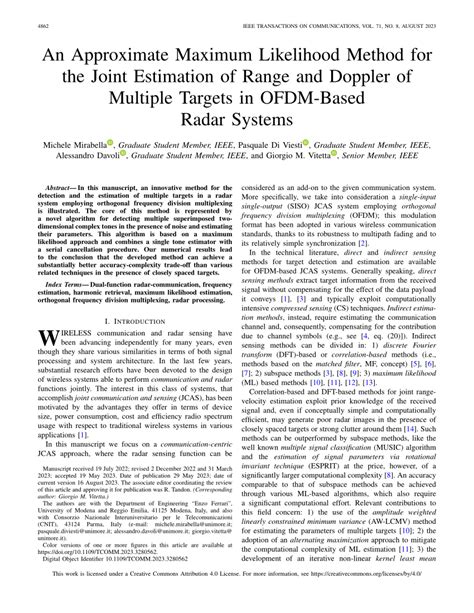 pdf an approximate maximum likelihood method for the joint estimation of range and doppler of