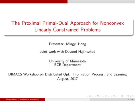 [ppt] the proximal primal dual approach for nonconvex linearly constrained powerpoint
