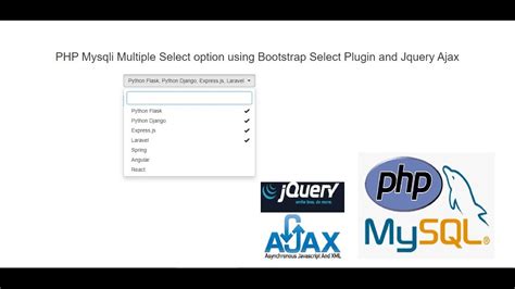 php mysqli multiple select option using bootstrap select plugin and jquery ajax youtube