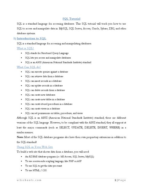 sql tutorial pdf sql database index