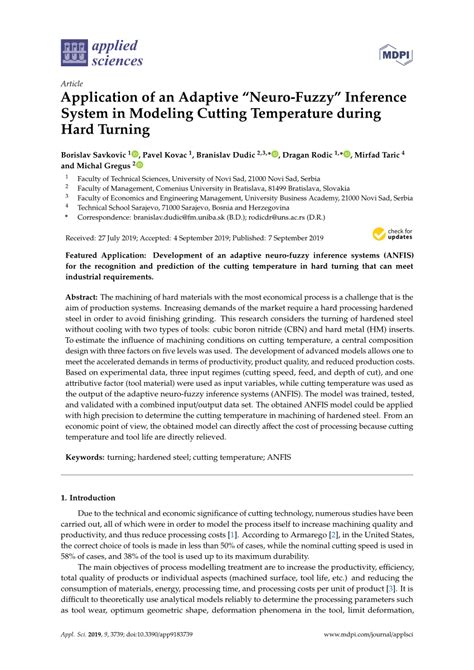 pdf application of an adaptive “neuro fuzzy” inference system in modeling cutting temperature