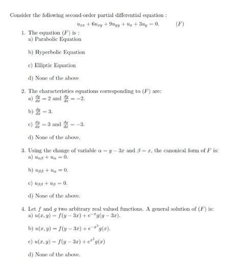 solved consider the following second order partial