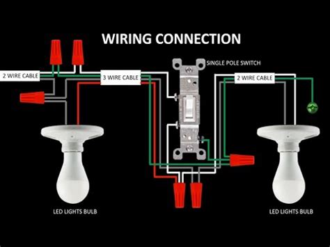 SINGLE POLE SWITCH AND TWO LIGHT FIXTURES ELECTRICAL LAYOUT WIRING