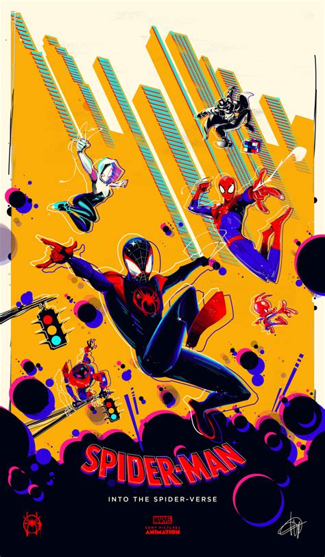 SPIDER MAN INTO THE SPIDER VERSE Poster Art Poster By Quentin Marroule