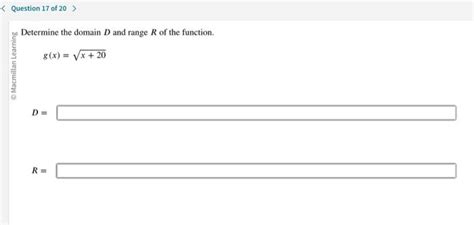solved determine the domain d and range r of the function