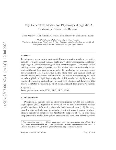 pdf deep generative models for physiological signals a systematic literature review
