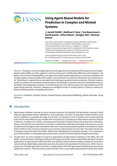 pdf using agent based models for prediction in complex and wicked systems