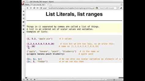 beginner perl maven tutorial 4 1 lists in perl youtube