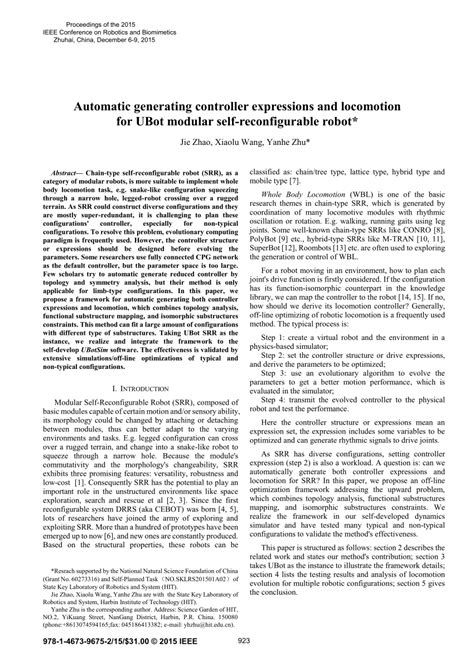 pdf automatic generating controller expressions and locomotion for ubot modular self