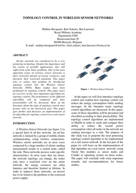 pdf topology control in wireless sensor networks