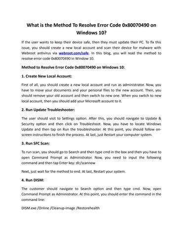 Method To Resolve Error 0x80070490 On Windows 10 By Technicalworld Issuu