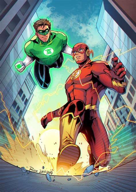 Green Lantern Hal Jordan The Flash And Barry Allen Dc Comics And 2 More Drawn By Redrico