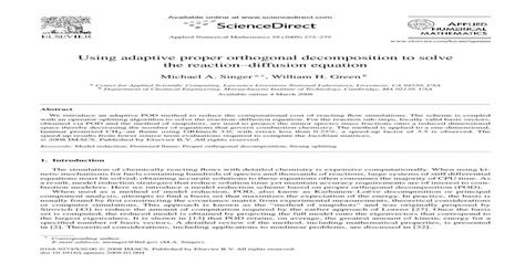 using adaptive proper orthogonal decomposition to solve the reaction diffusion equation [pdf