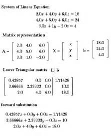 solving linear equations by lower triangular and forward substitution