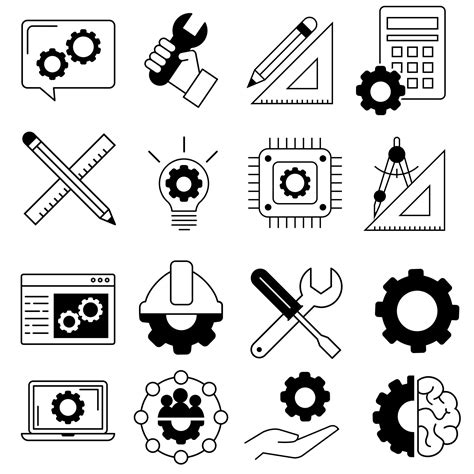 Engineering Icon Vector Set Construction Illustration Sign Collection