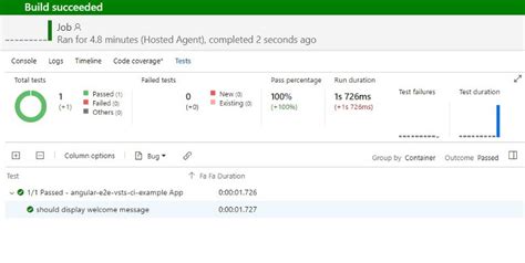vsts test success ui