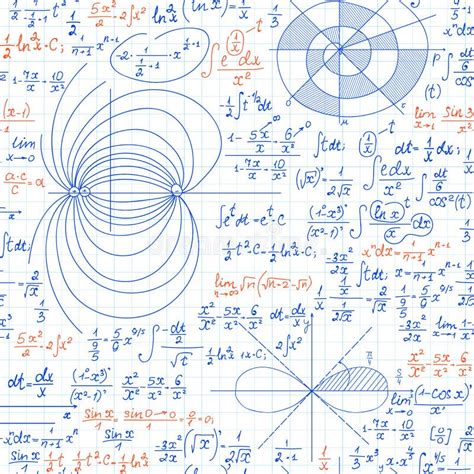 Mathematical Vector Seamless Pattern With Geometrical Plots Formulas