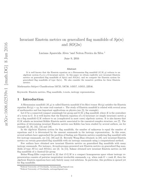 pdf invariant einstein metrics on generalized flag manifolds of sp n and so 2n