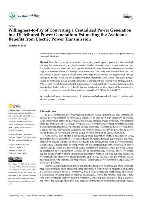 pdf willingness to pay of converting a centralized power generation to a distributed power