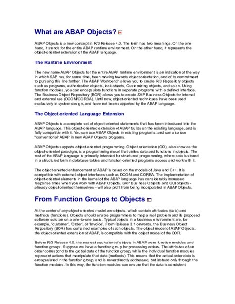 doc abap objects sreedhar reddy bolla