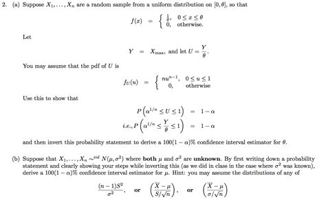 solved suppose xi xn are a random sample from a uniform