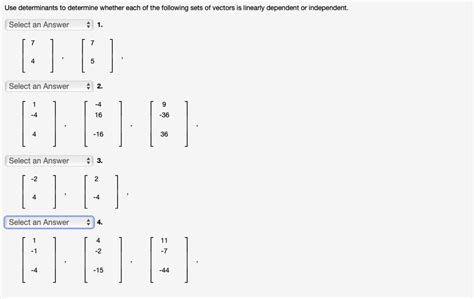 solved use determinants to determine whether each of the