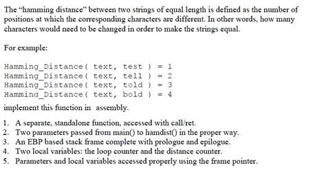 the hamming distance between two strings of equal