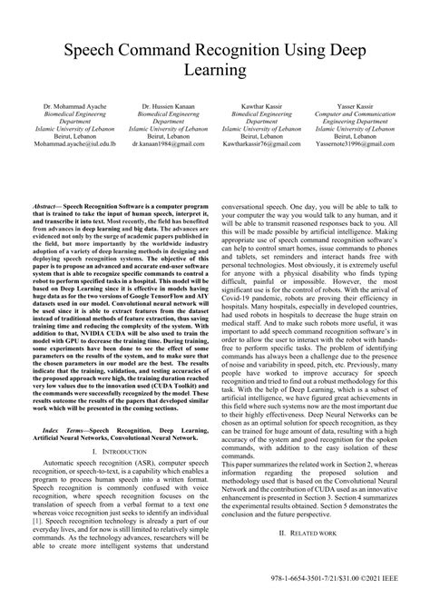 pdf speech command recognition using deep learning