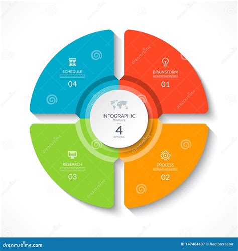 Infographic Circle Round Design Template Concept With 4 Options Parts