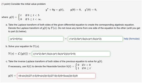 solved 1 point consider the initial value problem y 9y