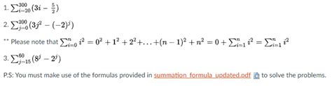 solved solve the following summation problems you have to
