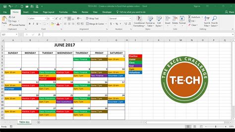 TECH 011 Create A Calendar In Excel That Automatically Updates Colors