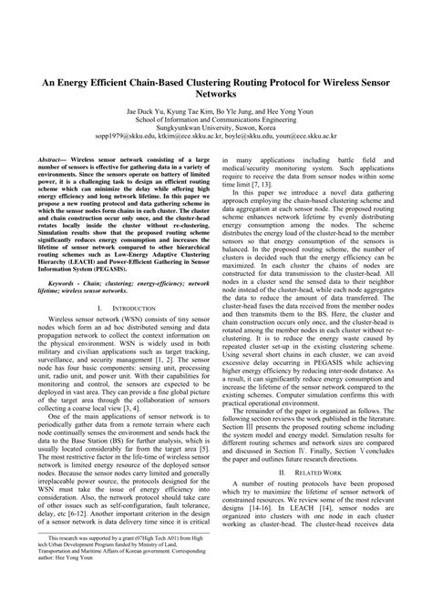 pdf an energy efficient chain based clustering routing protocol for wireless sensor networks