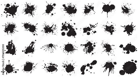 Ink Drops And Splashes Blotter Spots Liquid Paint Drip Drop Splash