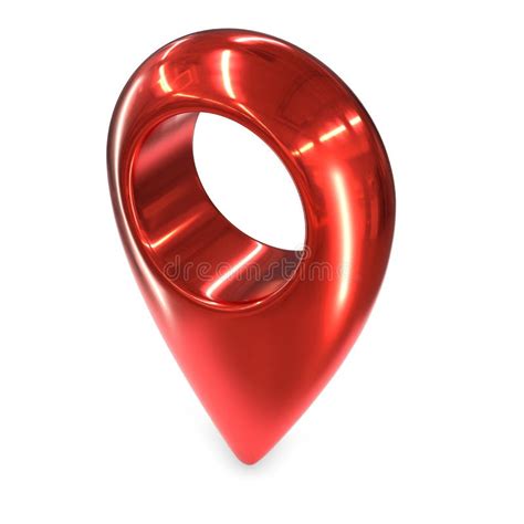 Red Glossy 3d Map Geo Pin On White Background With Shadow Stock