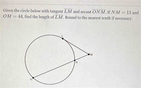 solved given the circle below with tangent overline lm and [geometry] gauthmath