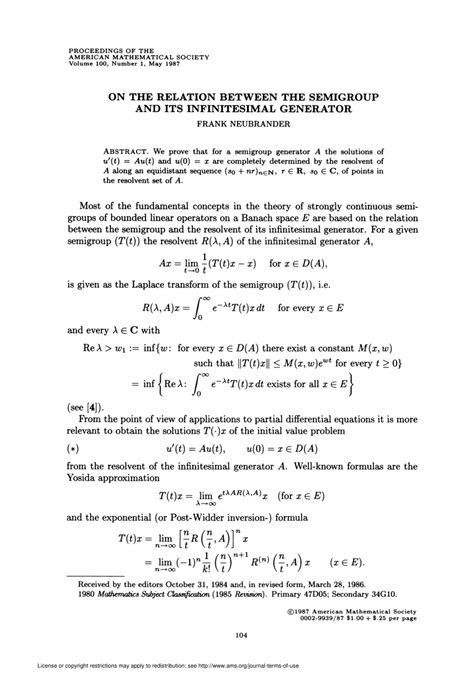 pdf on the relation between the semigroup and its infinitesimal generator