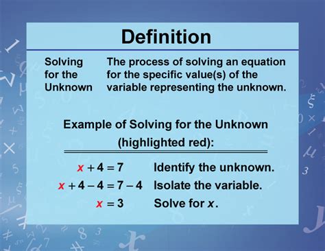definition variables unknowns and constants solving for the unknown media4math