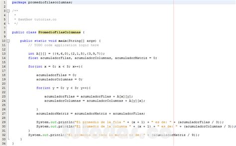 arrays java promedio filas columnas de una matriz