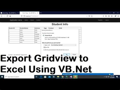 Export Gridview To Excel In ASP Net Using VB Net Swift Learn YouTube