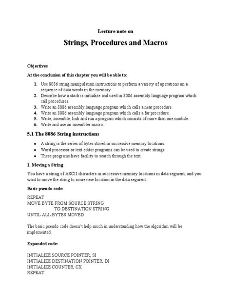 strings procedures and macros pdf subroutine string computer science