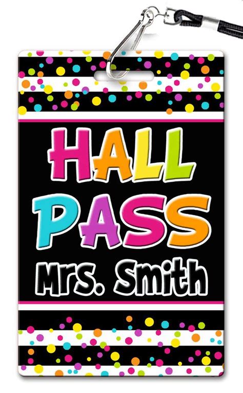 Neon Dots Hall Passes Set Of 10 Pvc Invites Vip Birthday Invitations Hall Pass Pvc